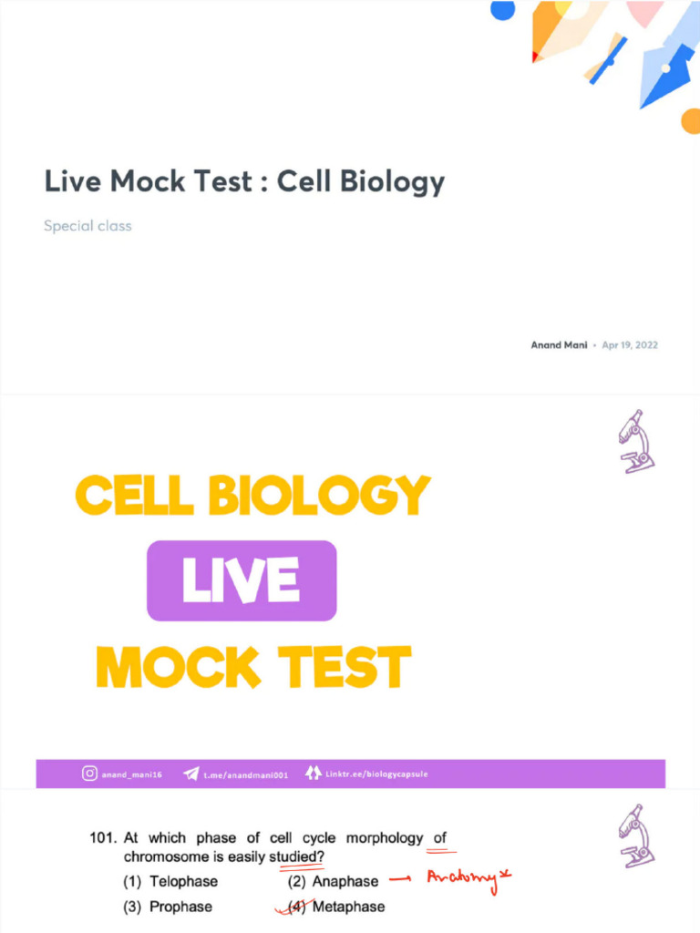 Live Mock Test Cell Biology With Anno 1650458344406 | PDF