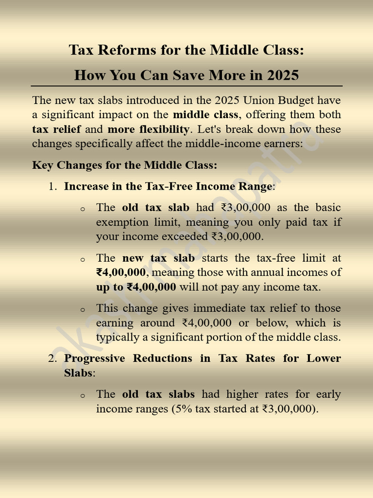 Tax Reforms For The Middle Class | PDF | Tax Bracket | Taxes
