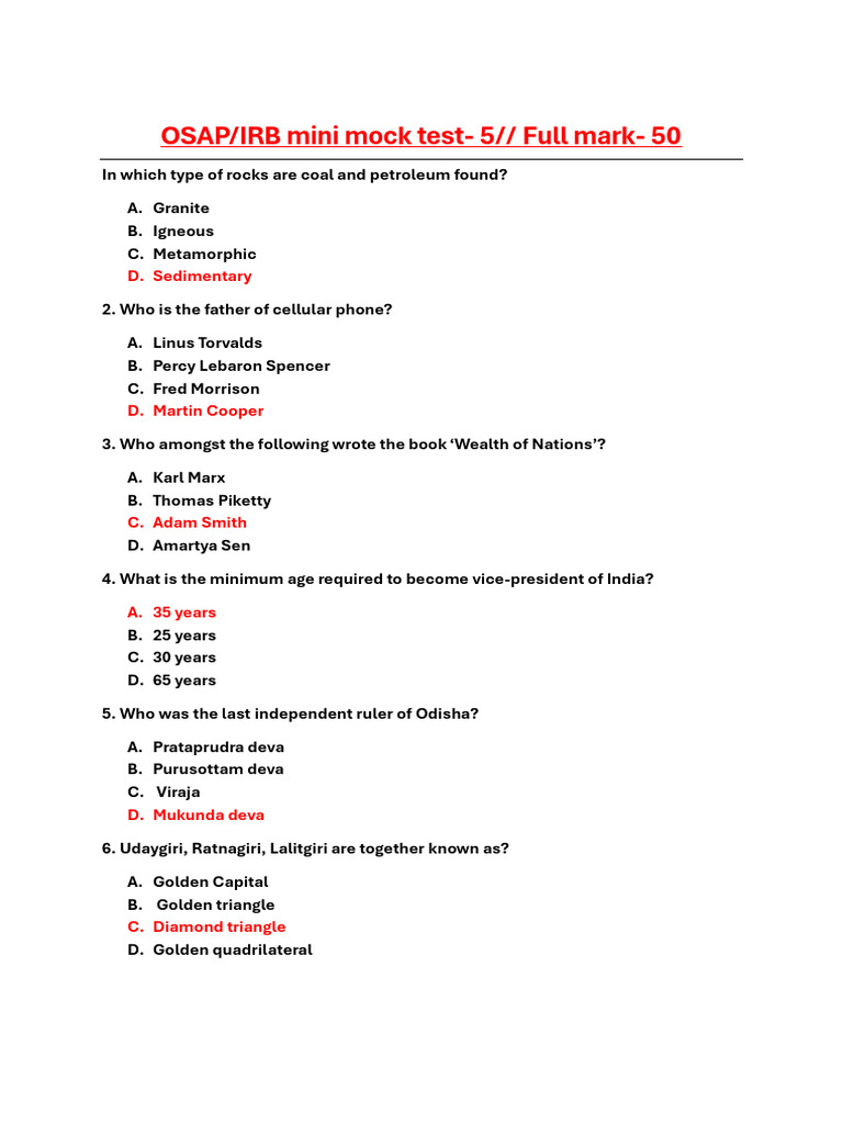 Mini Mark Test Answer Key | PDF | Microsoft Word | Computer Architecture