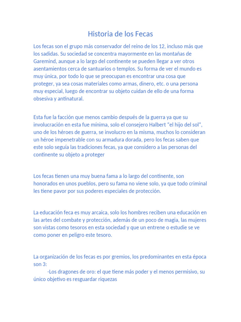 Historia y Organización de los Fecas | PDF