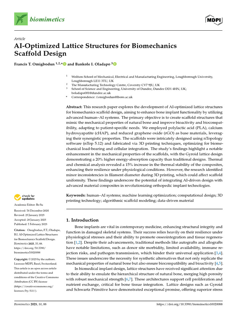 AI-Optimized Lattice Structures For Biomechanics S | PDF | Deformation (Engineering) | Strength ...