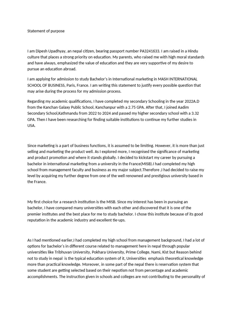 Statement of purpose | PDF | Learning | Cognition