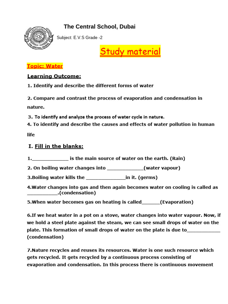 WATER.... (2).Study Material_ | PDF | Water | Water Vapor