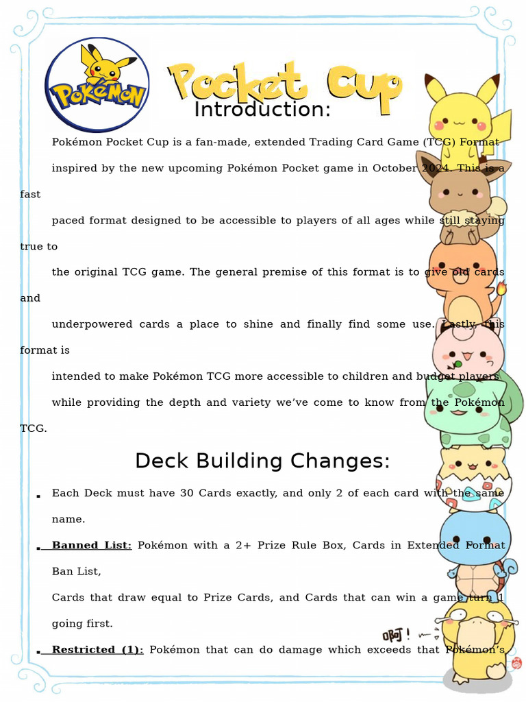 Pokémon Pocket Cup TCG Format Guide | PDF