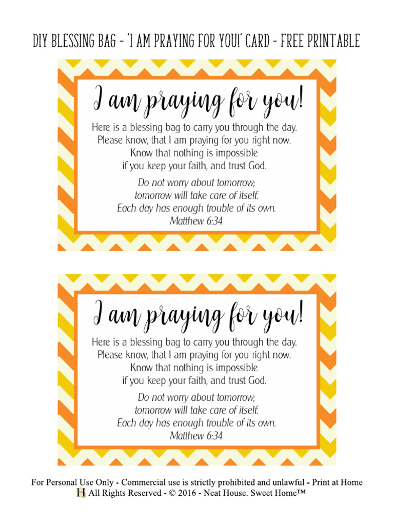Blessing Bag Free Printable Cards Neat House Sweet Home | PDF