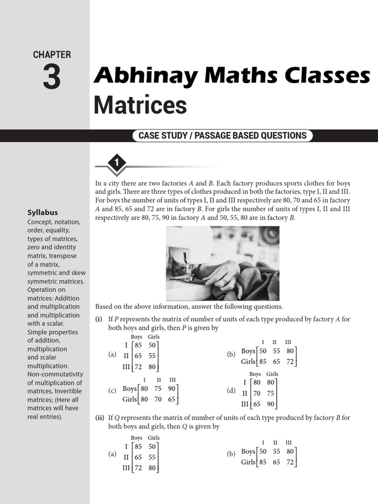 Matrix Case Study: Production Analysis | PDF | Mathematical Objects ...