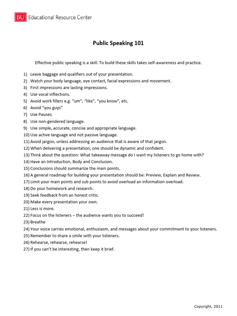 Public Speaking 101 | PDF