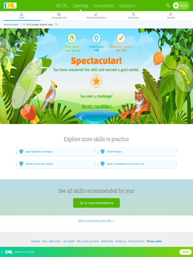 IXL Integer Division Rules 7th Grade Math | PDF | Mathematics