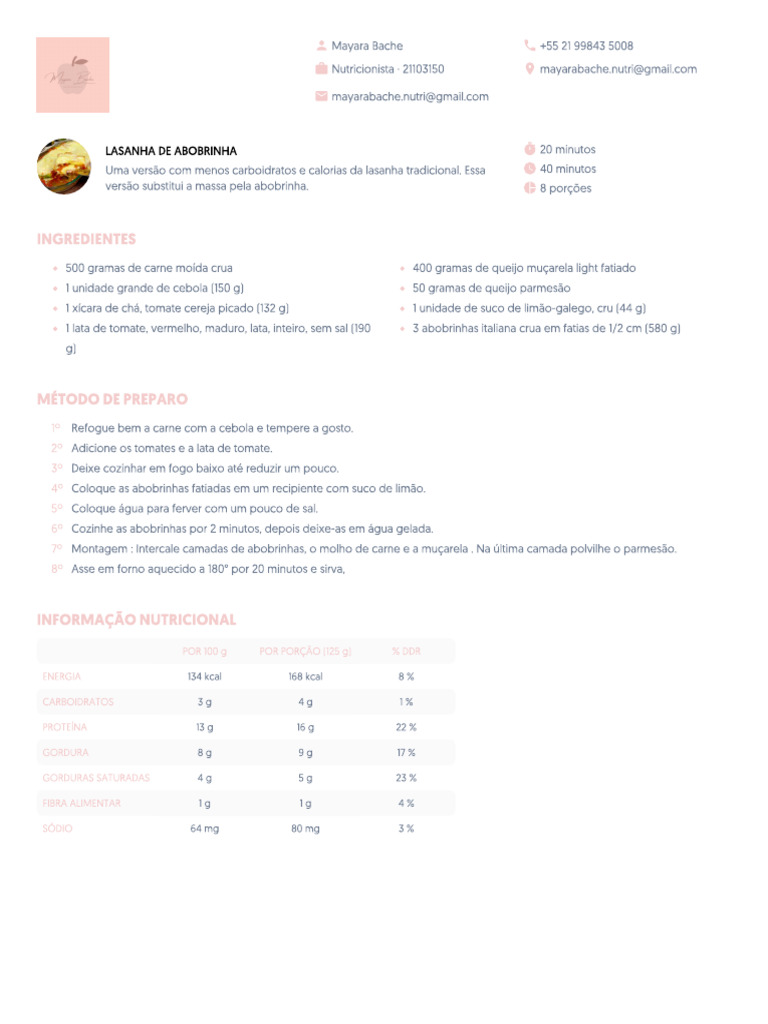 Lasanha de Abobrinha | PDF
