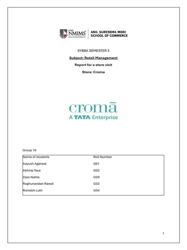 Croma Retail Management Store Analysis | PDF | Retail | Merchandising
