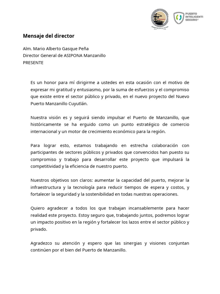 Impulso Al Nuevo Puerto Manzanillo Pdf