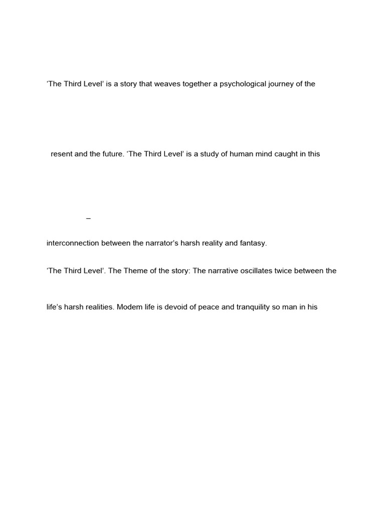 The Third Level Important Questions CBSE Class 12 English | PDF