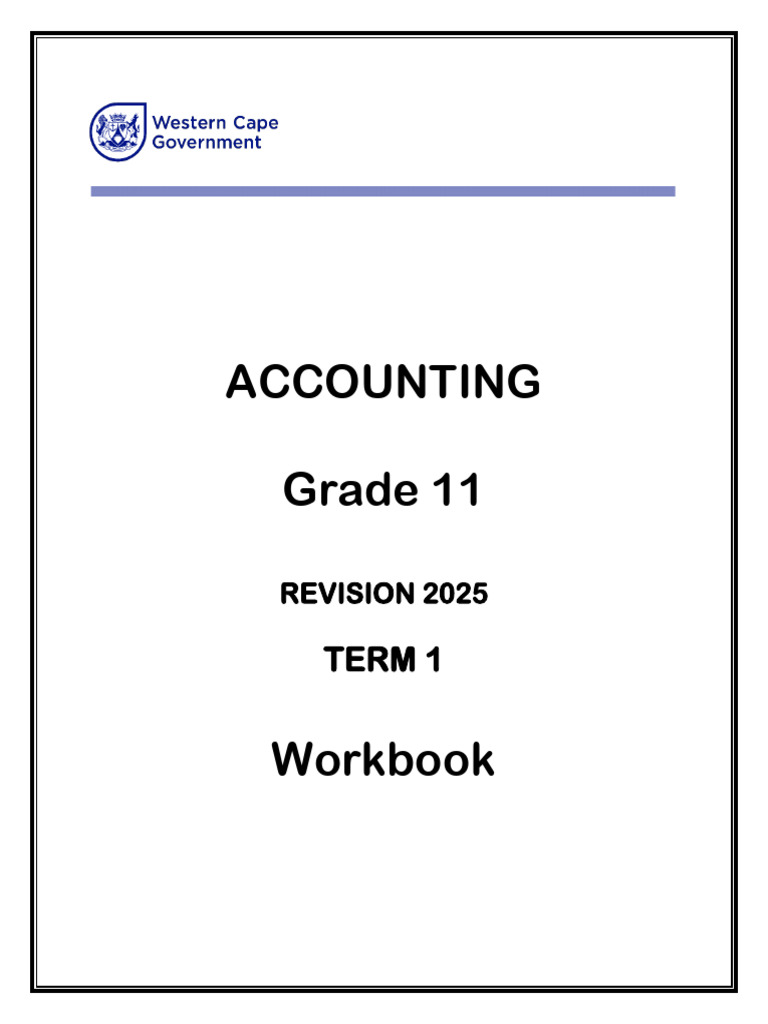 Accounting Grade 11 Revision Workbook Term 1 - 2025 | PDF | Debits And ...