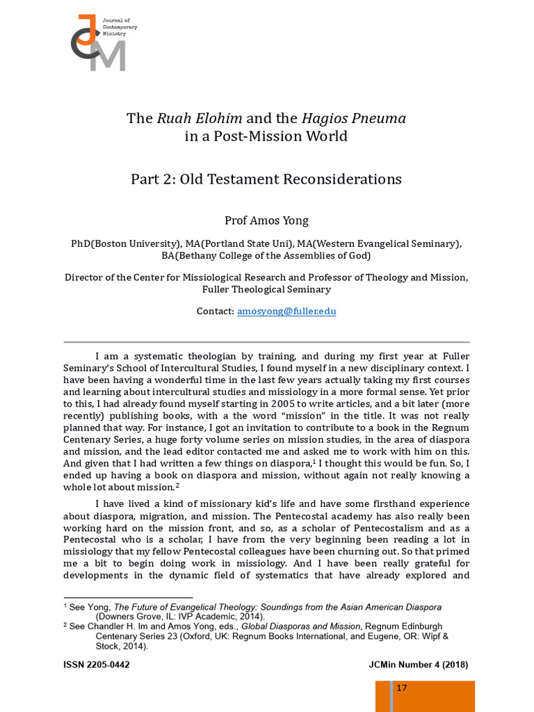 Yong - Ruah and Pneuma Old Testment | PDF | Book Of Deuteronomy ...