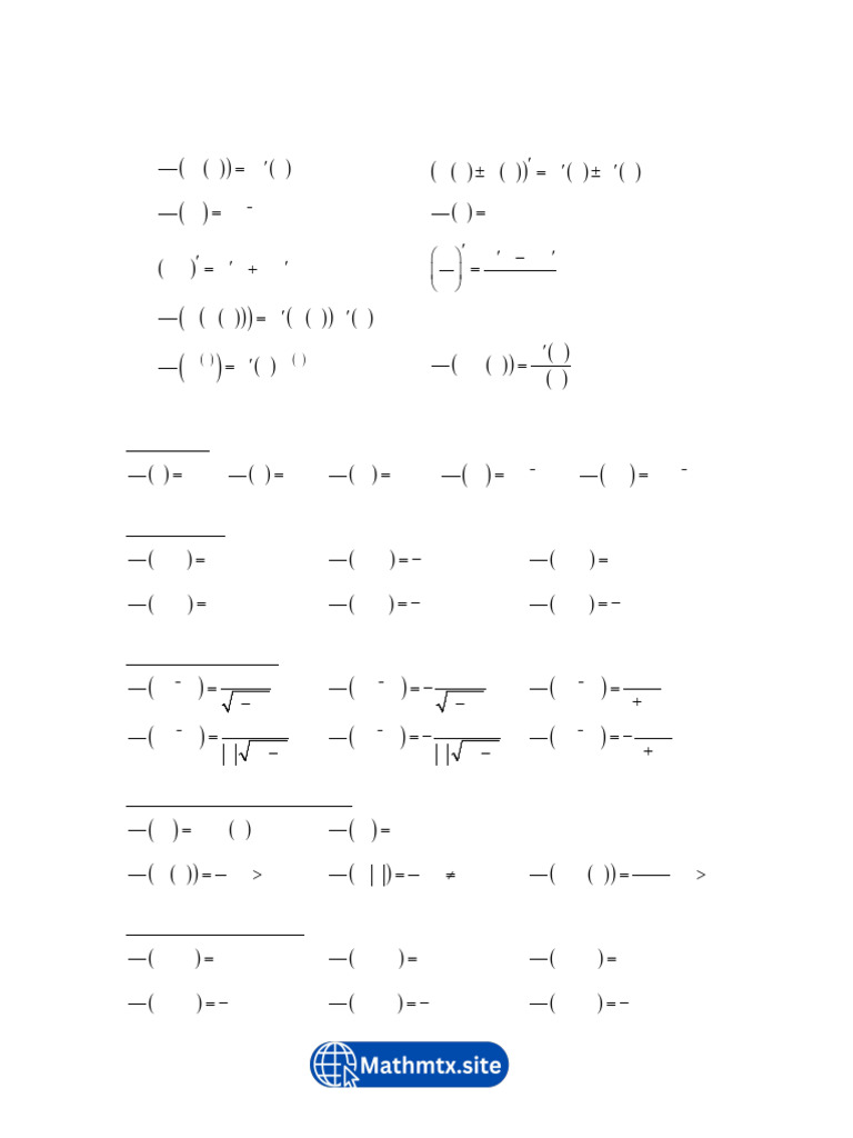 Calculus Common formulas | PDF | Trigonometric Functions | Mathematical ...