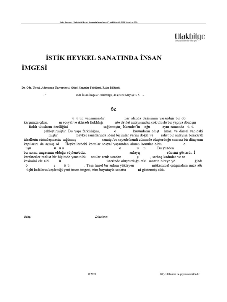 Helenistik Heykel Sanatinda İnsan İmgesi: Bayram DEDE | PDF