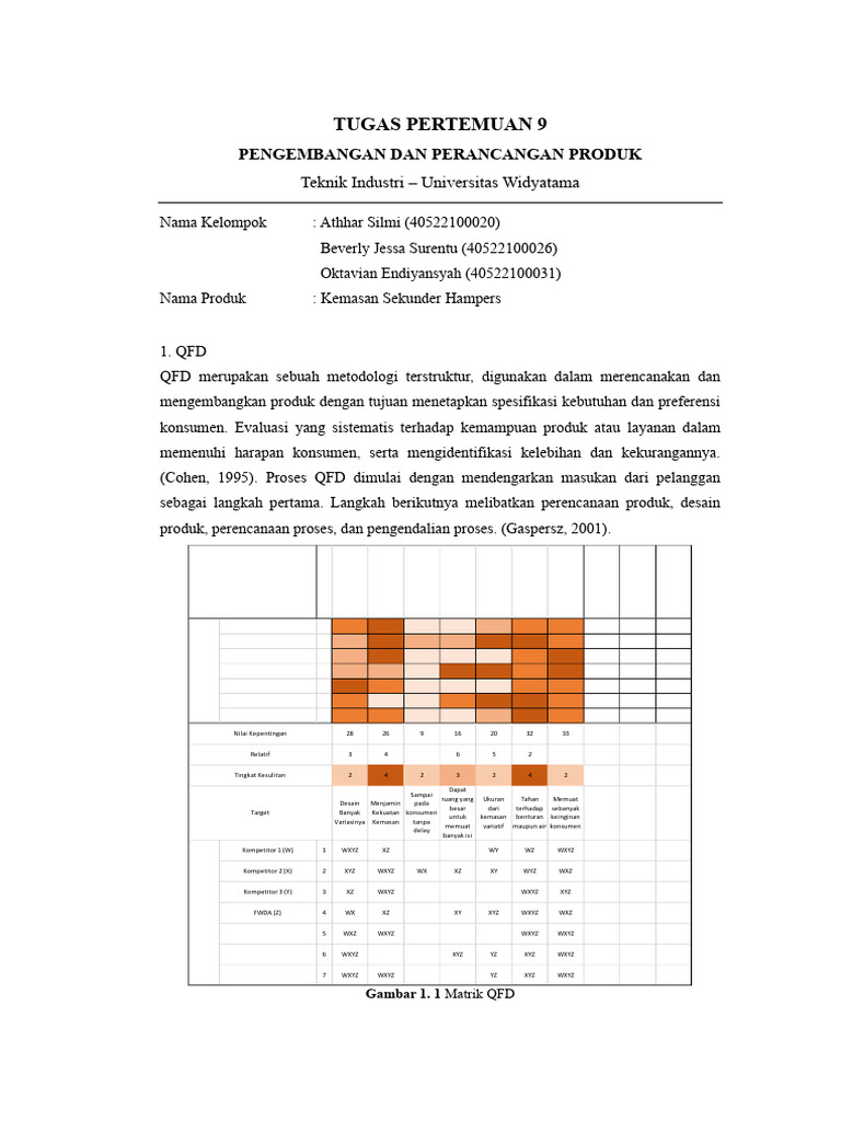 Tugas Laporan QFD, Five Step of Concept & Konsep Triz Kel2 | PDF