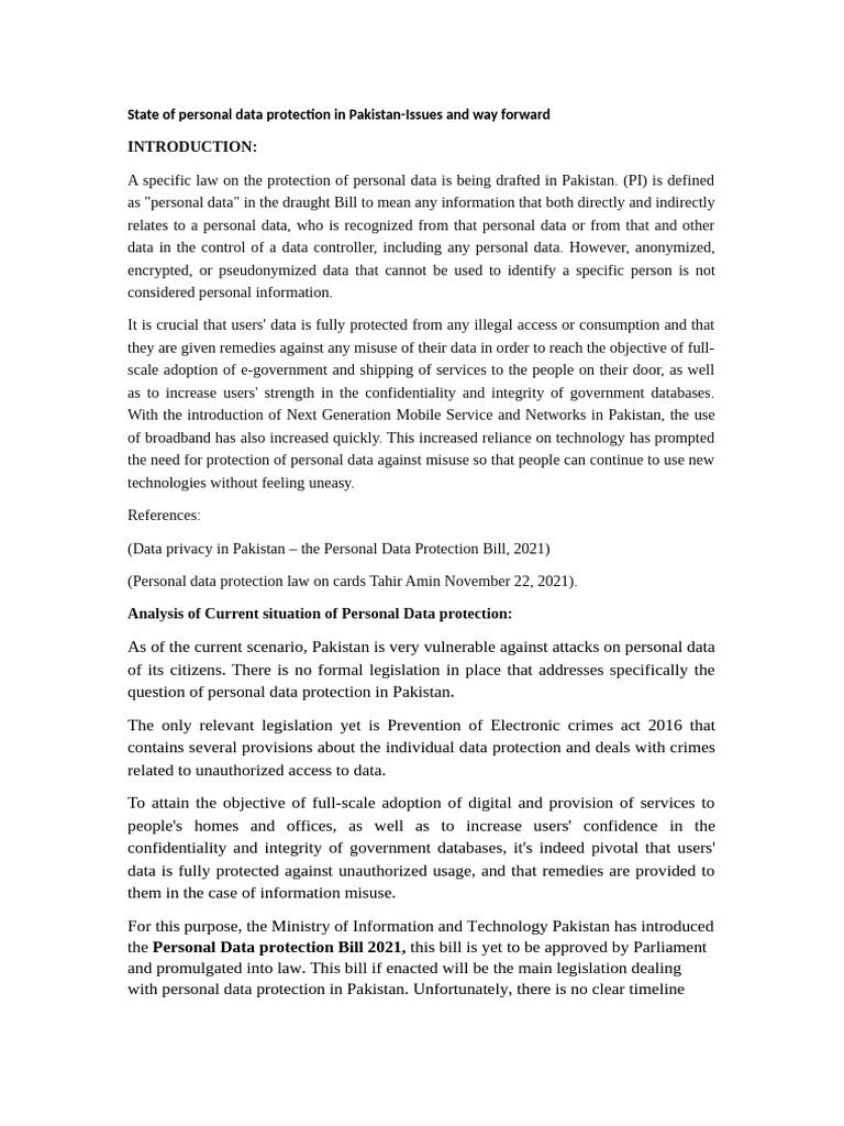 State of Persnol Data | PDF | Information Privacy | Bill (Law)