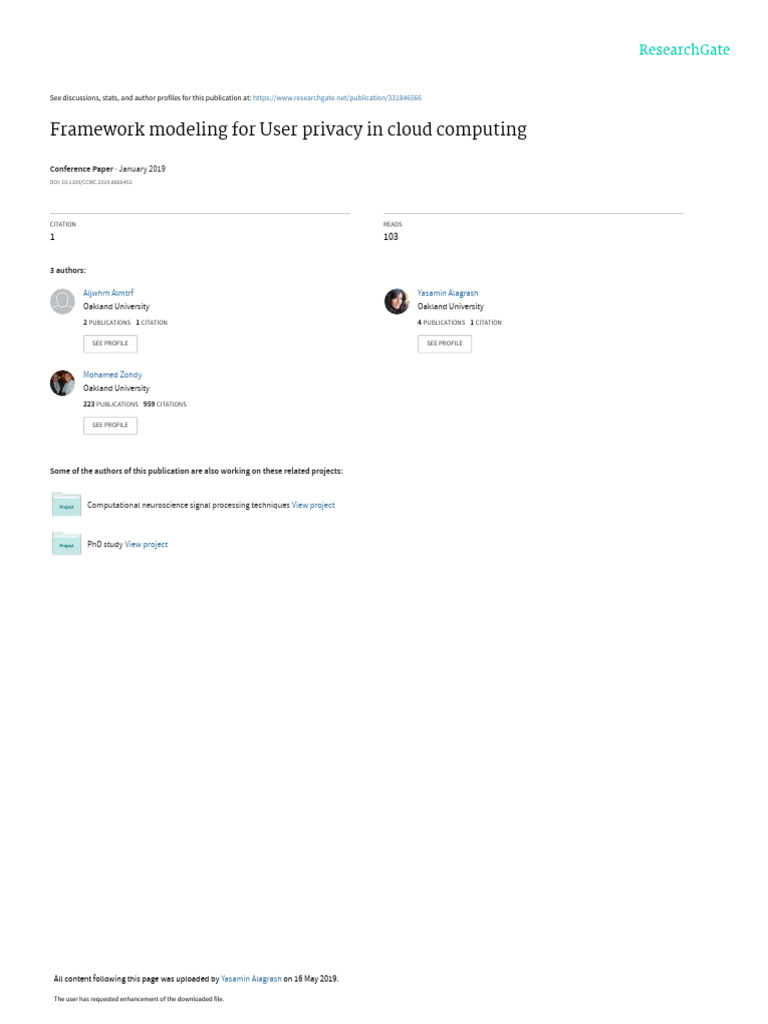 Week 8. Privacy and Data Protection (User privacy in cloud computing) | PDF | Public Key ...