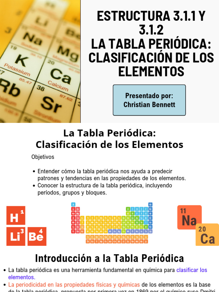 Estructura y Clasificación de la Tabla Periódica | PDF | Tabla ...