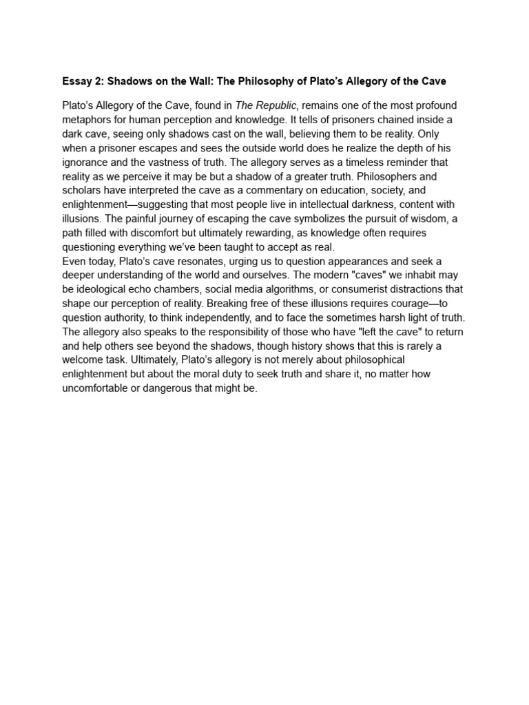 Plato's Allegory of the Cave Explained | PDF