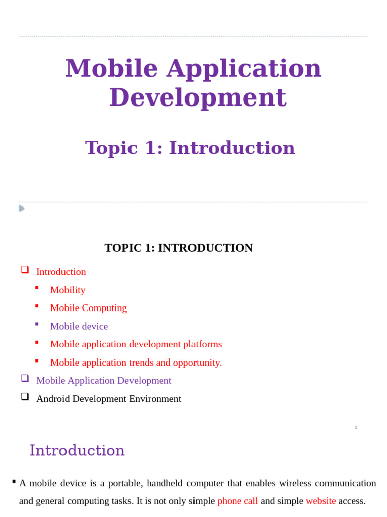 MAD Topic 1 - Introduction | PDF | Android (Operating System) | Ios