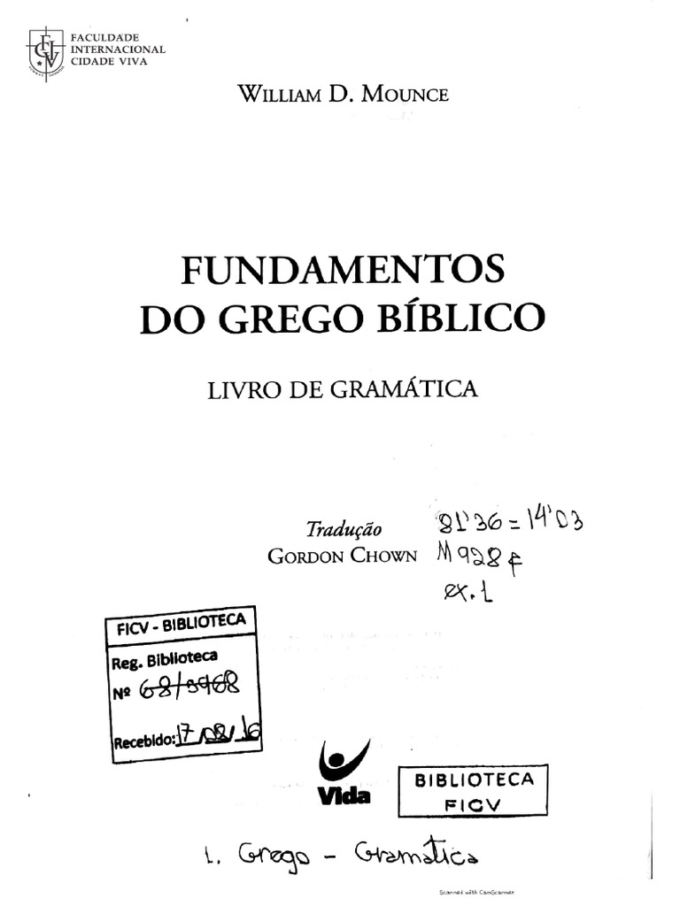 Mod. 1 - Mounce - Fund. Grego - Lingua Grega - Cap. 1 e 2 (Timbrado) | PDF