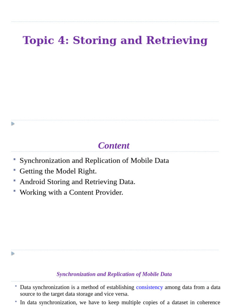 MAD Topic 4 - Storing and Retrieving Data | PDF | Mobile App | Computer ...