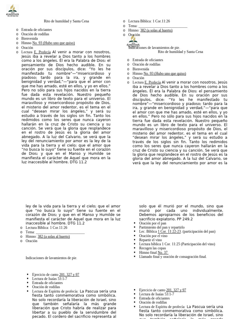 Rito de Humildad y Santa Cena | PDF | Cristo (título) | Oración