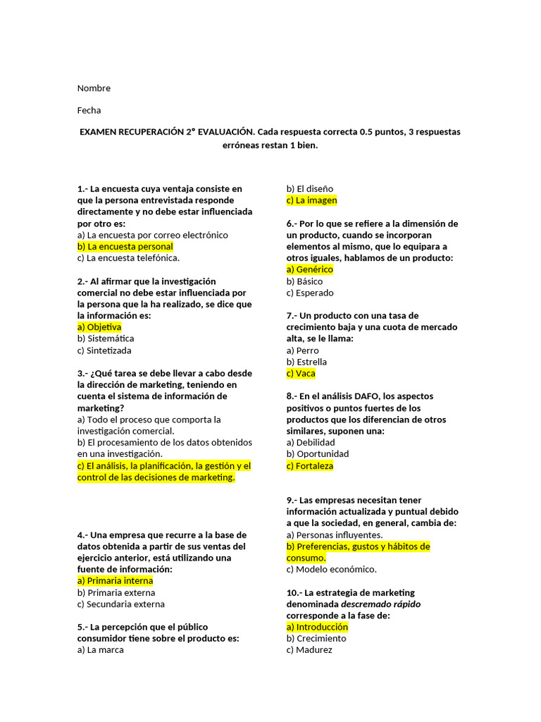 Rec 2º eval Soluciones | PDF | Análisis FODA | Producto (Negocio)