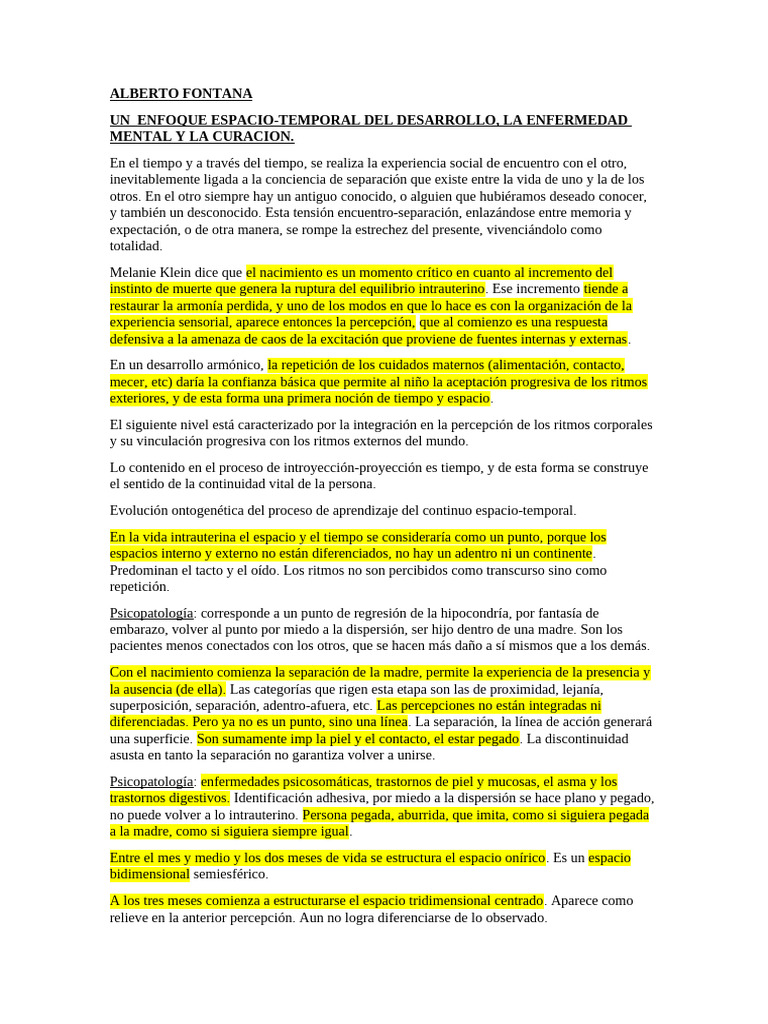 Fontana - Enfoque Espacio-Temporal | PDF | Experiencia | Percepción