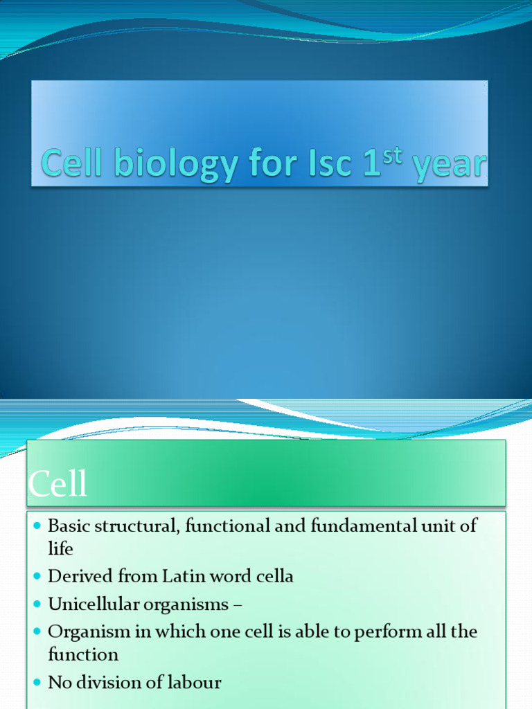 Cell Biology for Isc 1st Year | PDF | Cell (Biology) | Cell Membrane