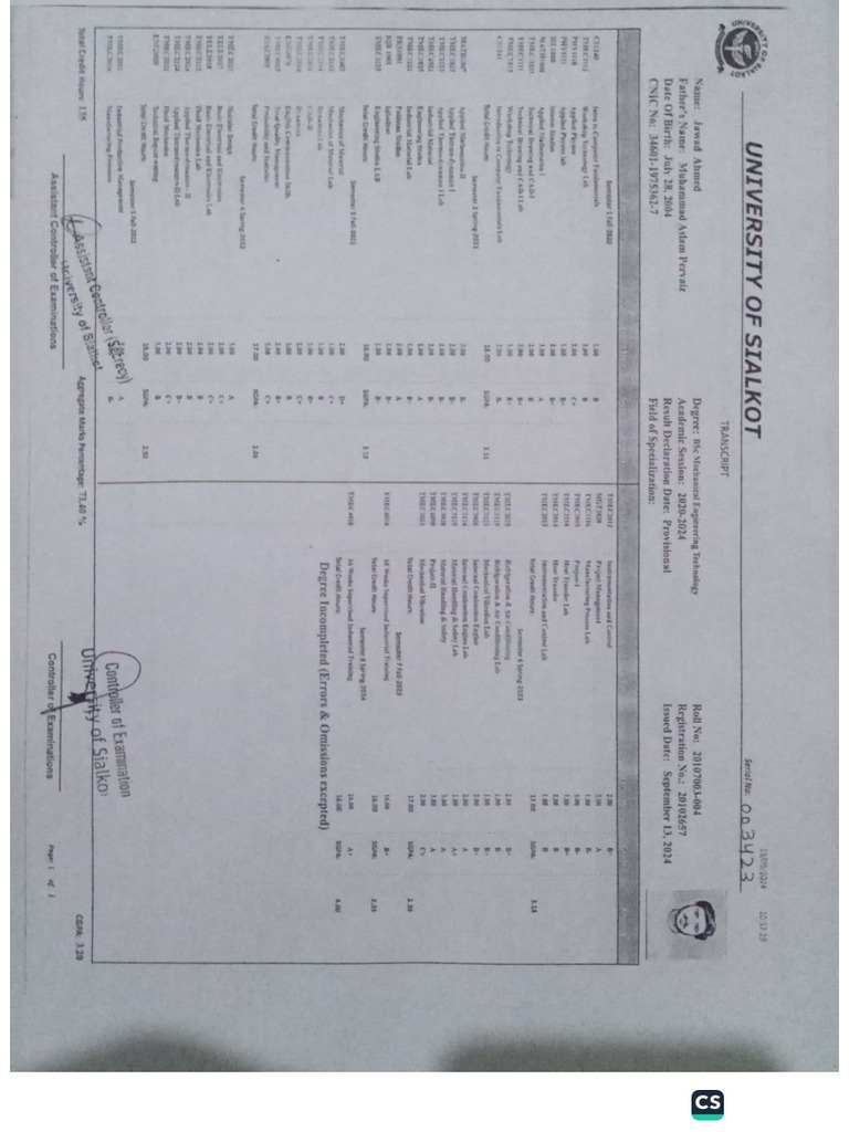 Provisional Transcript | PDF