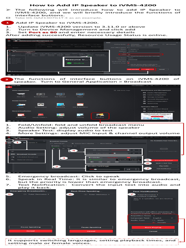 Adding IP Speaker to iVMS-4200 | PDF