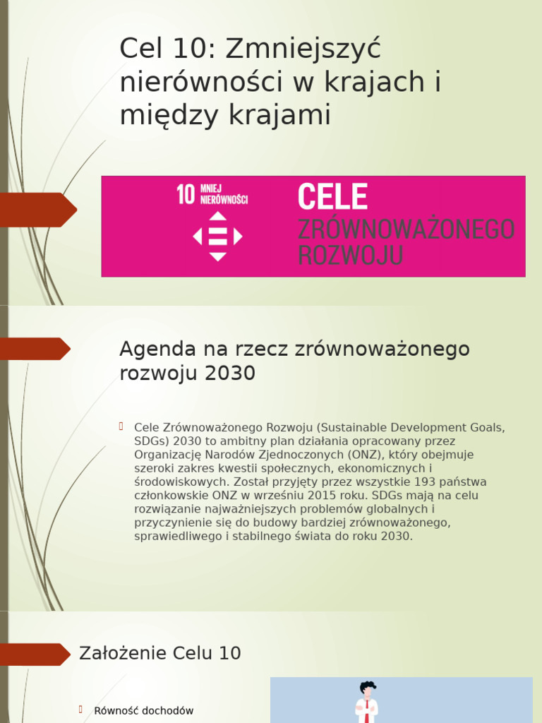 Cel 10 Zrównoważonego Rozwoju Prezentacja | PDF
