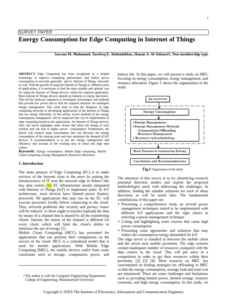 Edited - Energy Consumption for Edge Computing in Internet of Things-Final V2 | PDF | Internet ...