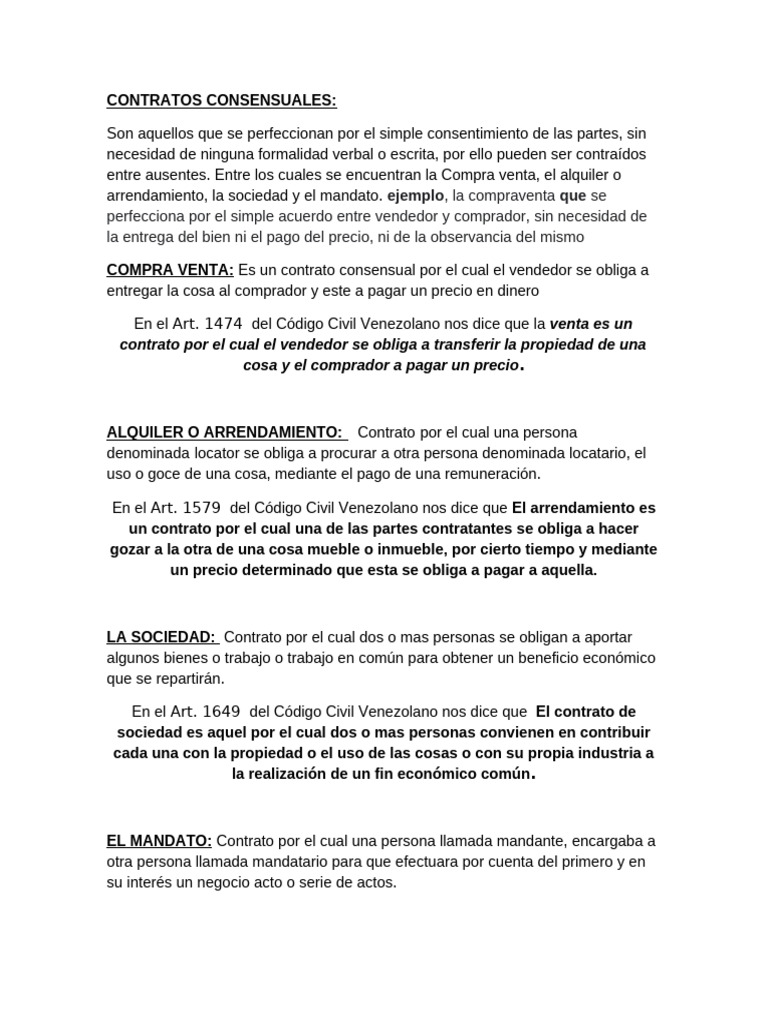 Contratos Reales y Consensuales | PDF | Derecho privado | Ley común