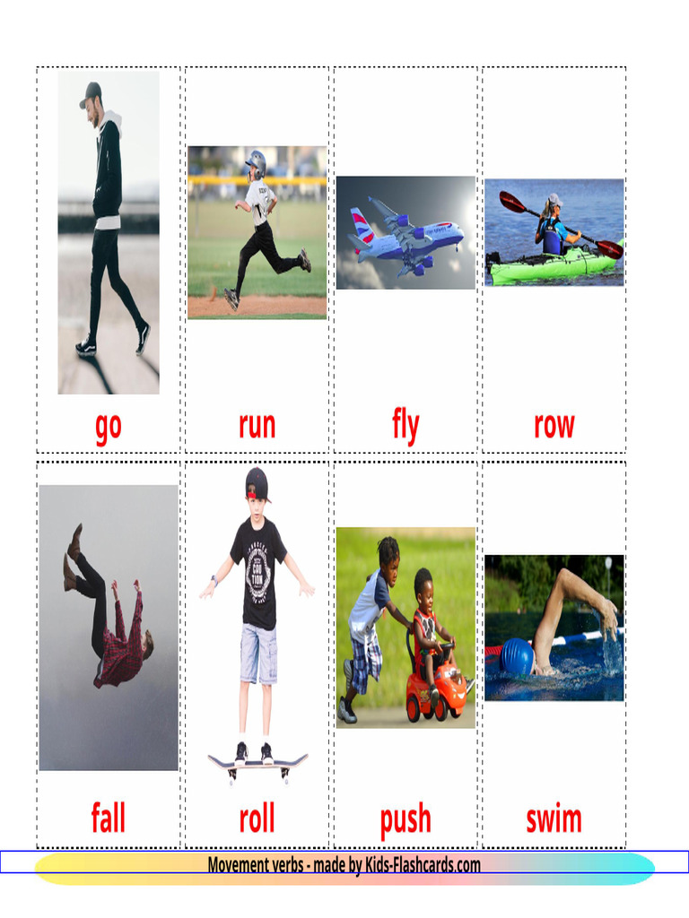 Flashcards Movement-Verbs-8-A4 | PDF