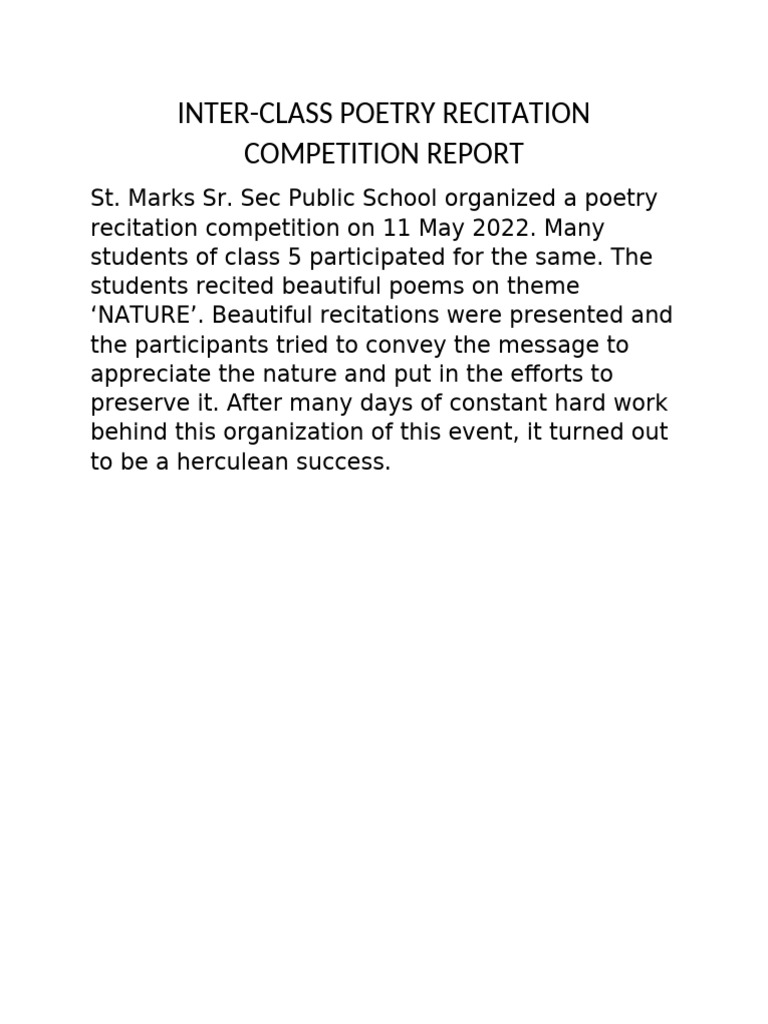 St. Marks Poetry Recitation Success | PDF