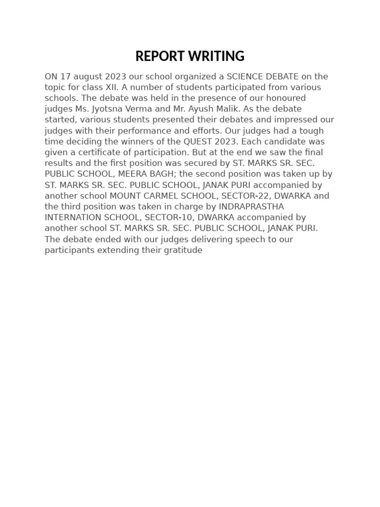 Science Debate Report - August 2023 | PDF