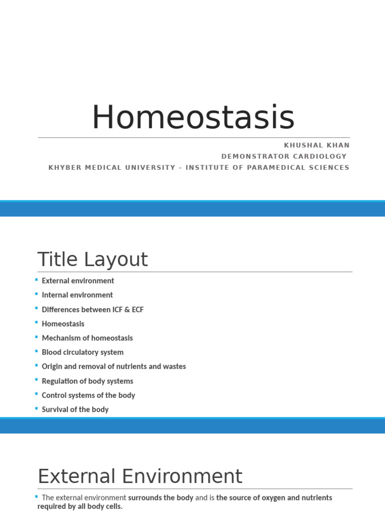 Lecture 03 - Homeostasis (1) | PDF | Human Body | Homeostasis