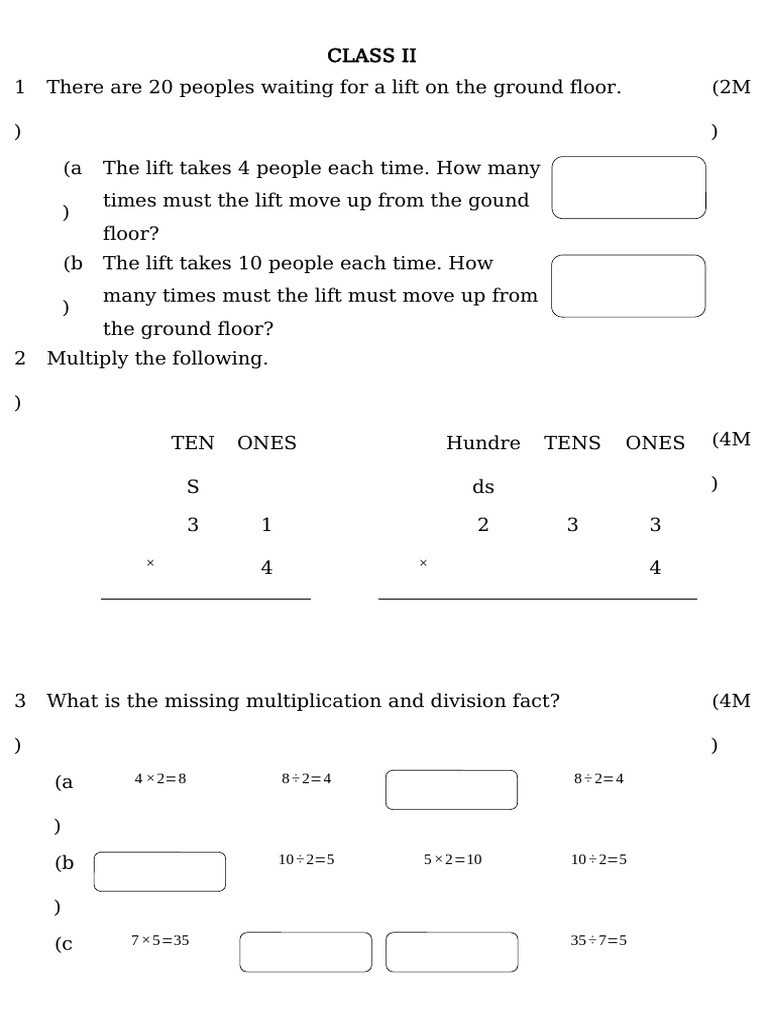 Class 2 Practice Worksheet | PDF