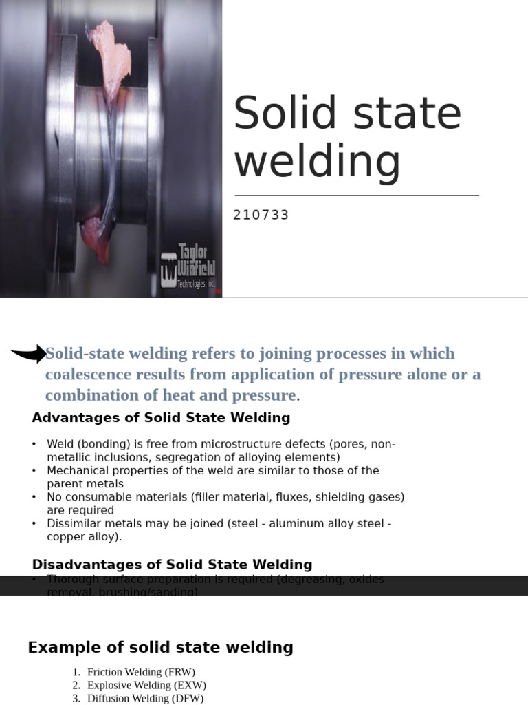 Solid State Welding Basics | PDF