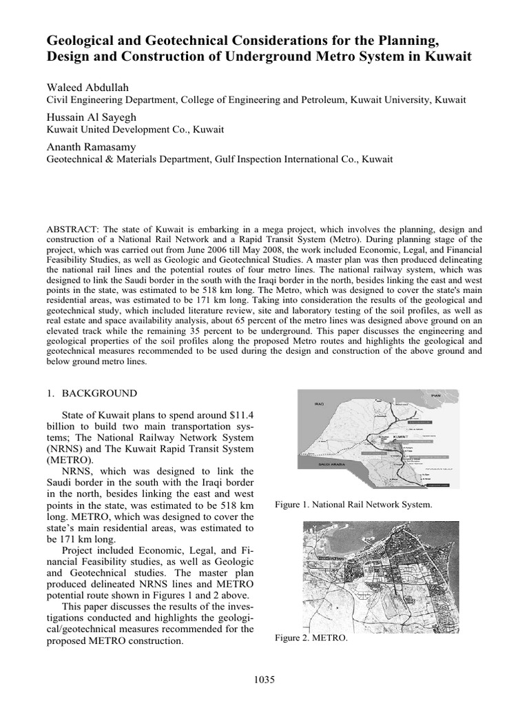 Geological and Geotechnical Considerations For The Planning, Design and Construction of ...