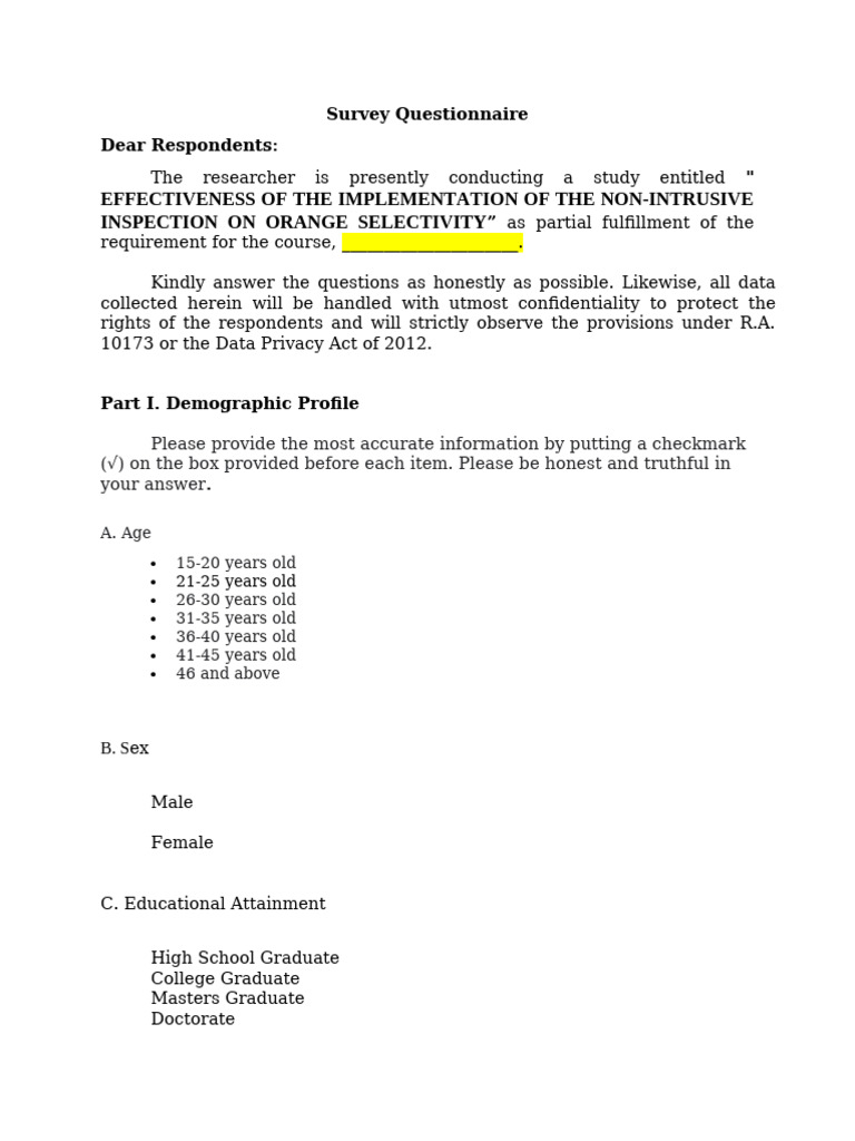 Revised Questionnaire NII | PDF | Governance | Policy