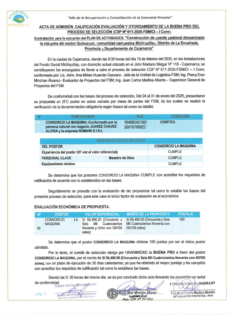 Acta de Buena Pro | PDF