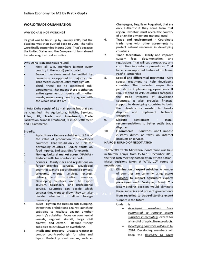 WTO Notes to Students (1) | PDF | Special Drawing Rights ...