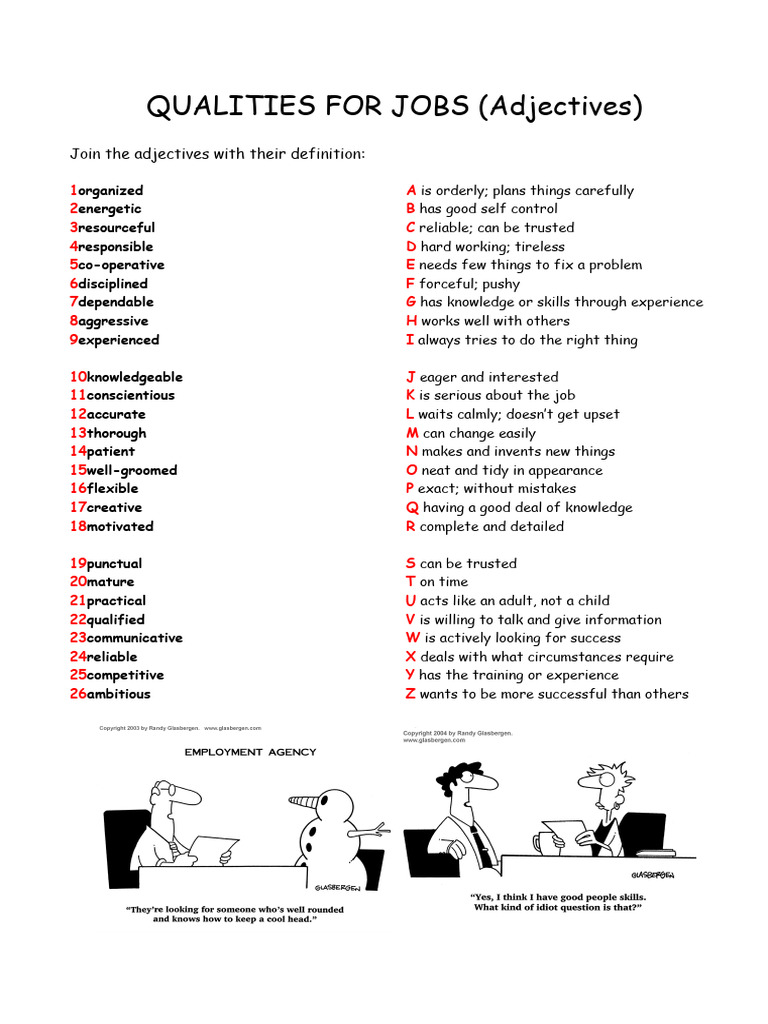 Qualities For Jobs | PDF