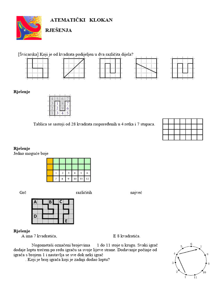 Matematicki Klokan e 2024 Rjesenja | PDF