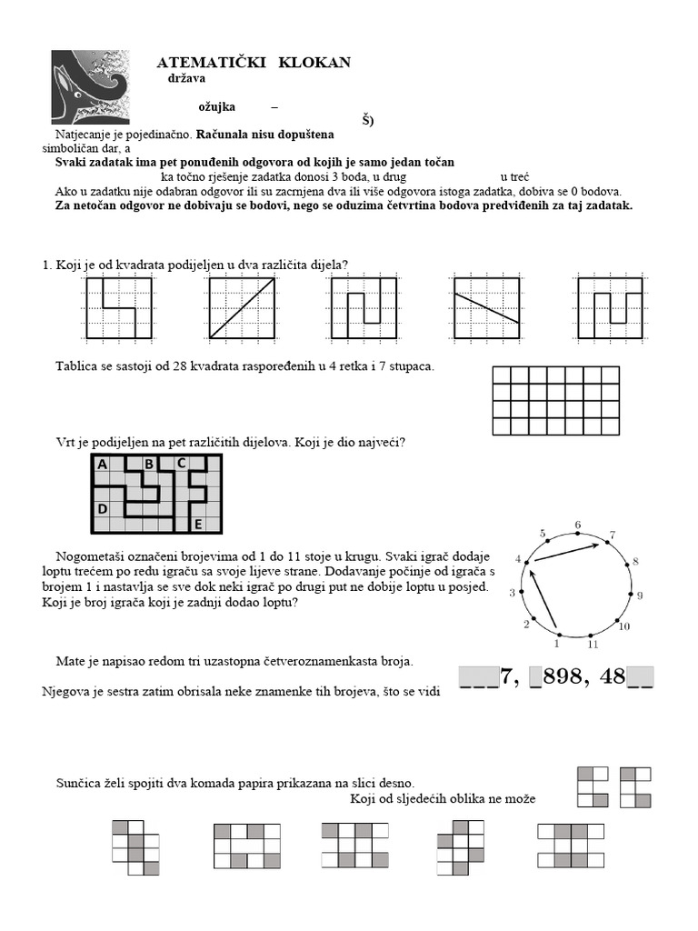 Matematicki Klokan e 2024 | PDF